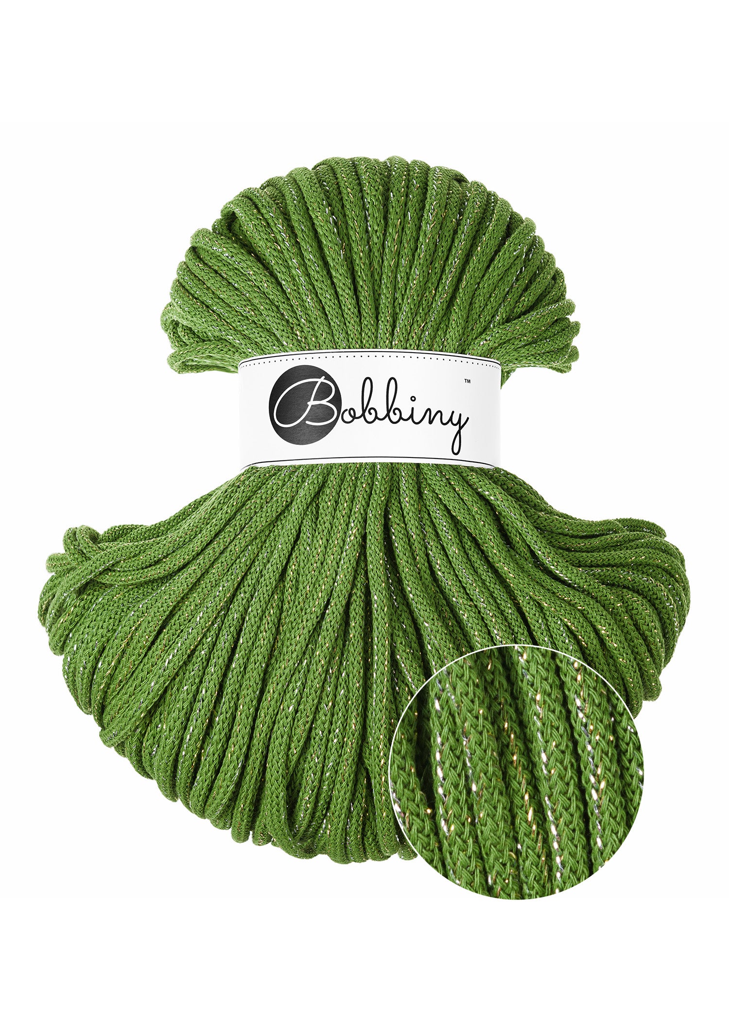 Bobbiny Premium 5mm Braided Macrame Cord (Shiny Moss Green) 100m - UK ...
