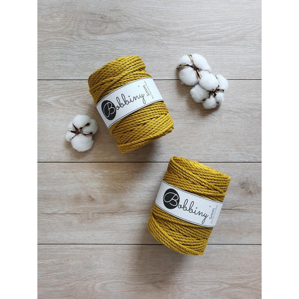 Bobbiny XXL 5mm 3 Ply Macrame Cord (Spicy Yellow) 100m - BOBBINY UK ...